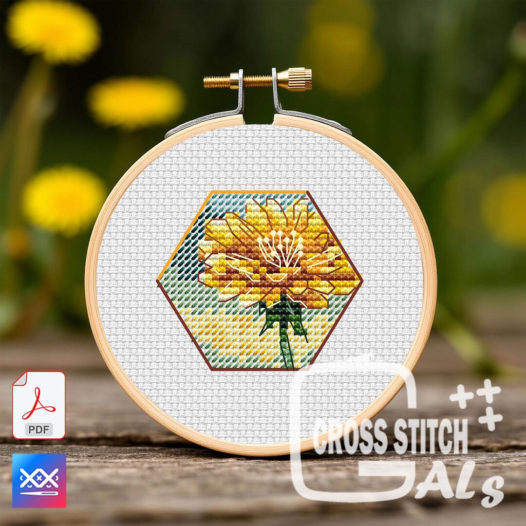 Dandelion Cross Stitch Pattern – Modern Floral Embroidery (PDF) - Etsy