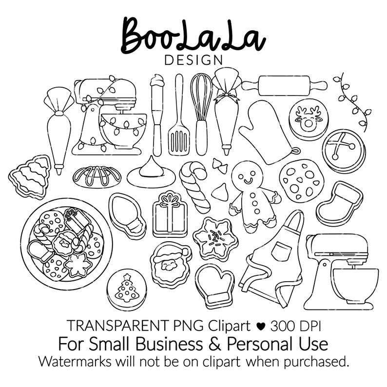 Christmas Baking PNG Digital Stamps - Cookie Baking Day Clipart ...