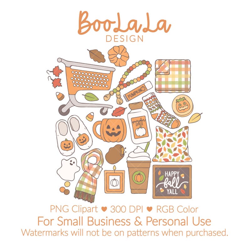 Autumn Shopping Clipart Set - Cozy Pumpkin Spice PNG Illustrations ...