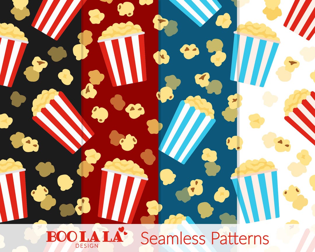 Popcorn Seamless Patterns: Movie Night Digital Paper (12" X 12") - Etsy