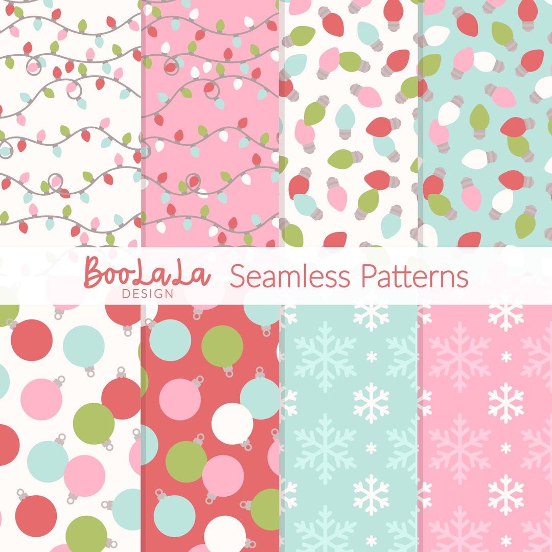 Retro Christmas Seamless Pattern Bundle: Christmas Light Pattern, Cute ...