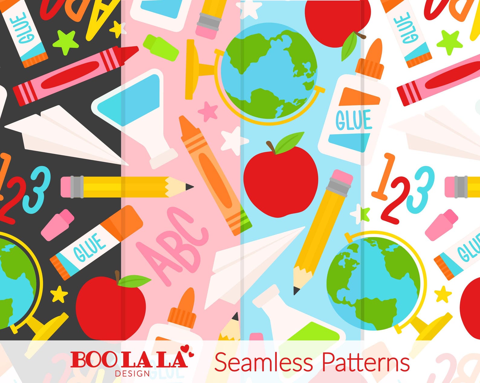 Back to School Seamless Patterns - Teacher Appreciation Digital Paper ...