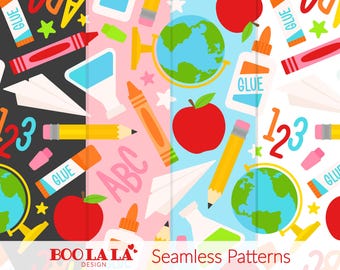 Back to School Seamless Patterns - Teacher Appreciation Digital Paper ...