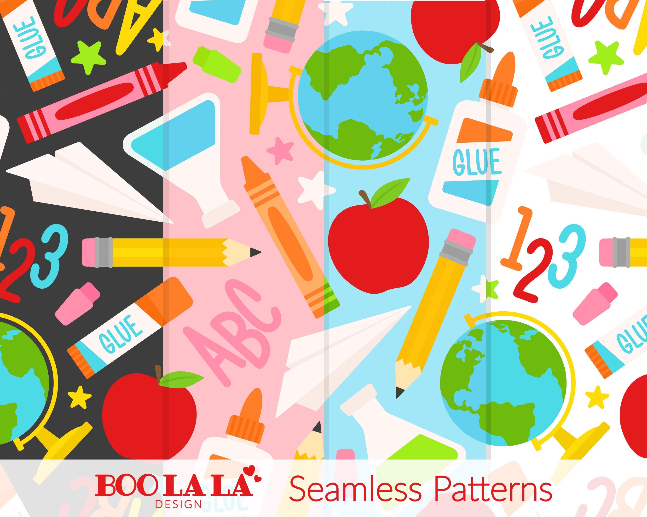 Back to School Seamless Patterns - Teacher Appreciation Digital Paper ...