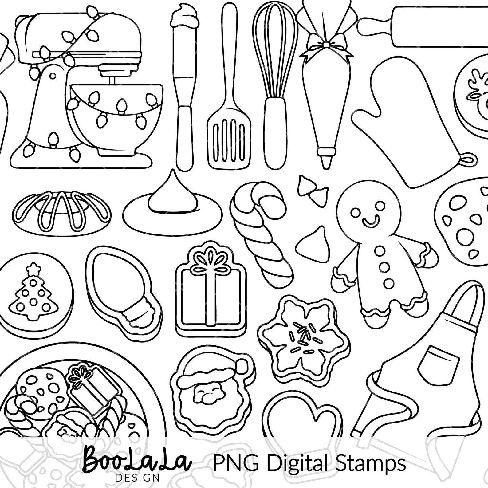 Christmas Baking PNG Digital Stamps - Cookie Baking Day Clipart ...