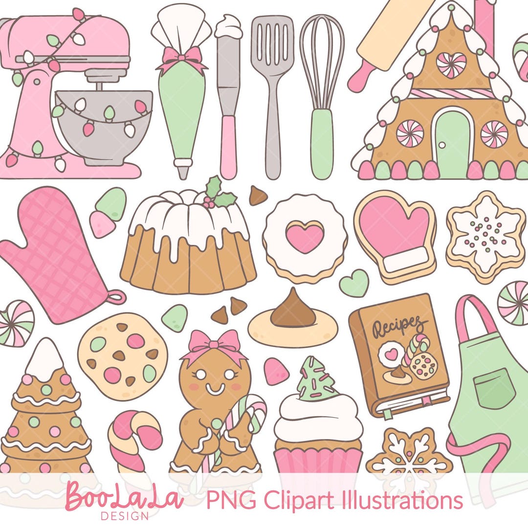 Pink & Mint Christmas Baking PNG Clipart: Cute Girly Christmas ...