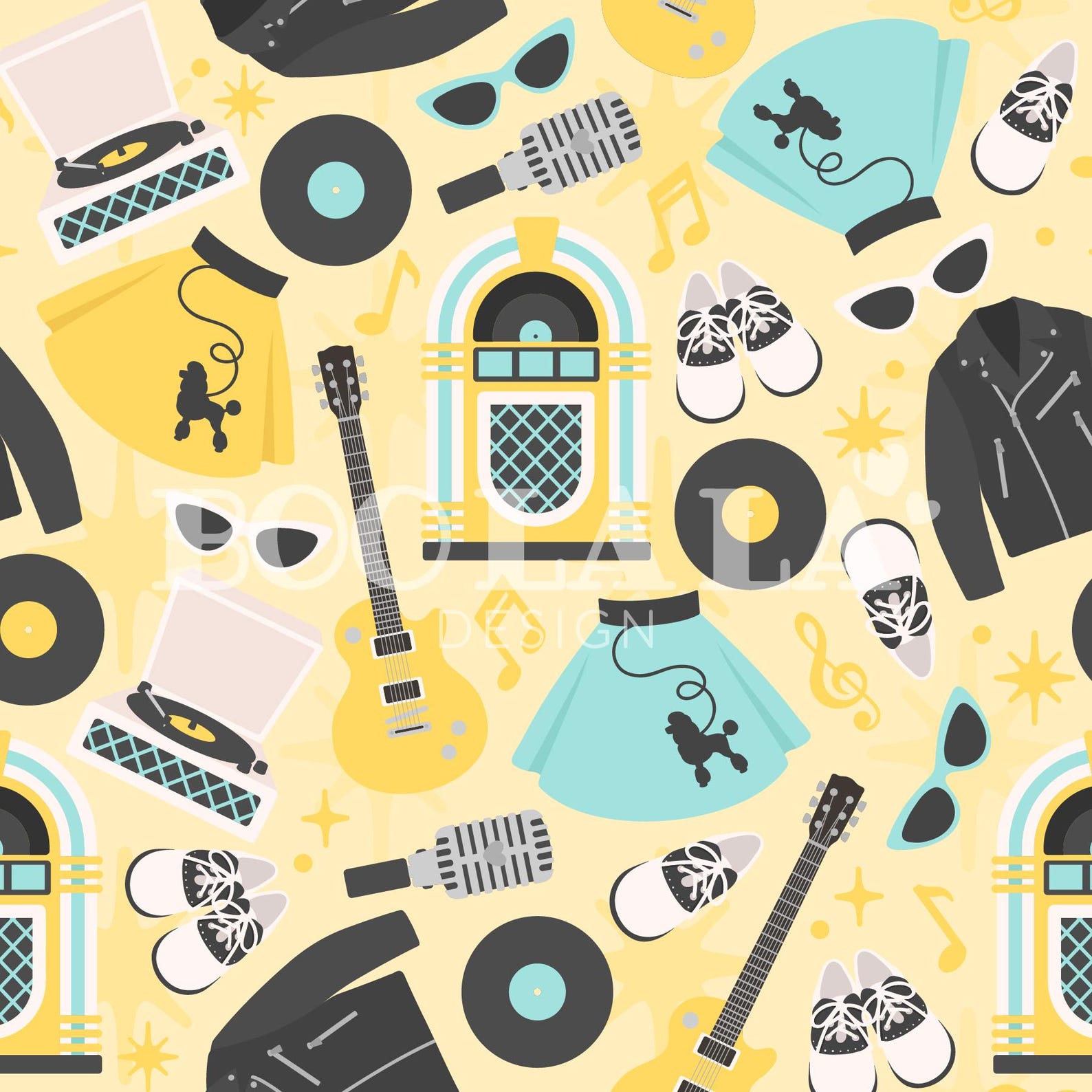 50's Sock Hop Digital Paper: Retro Diner Patterns (12"x12" Digital ...