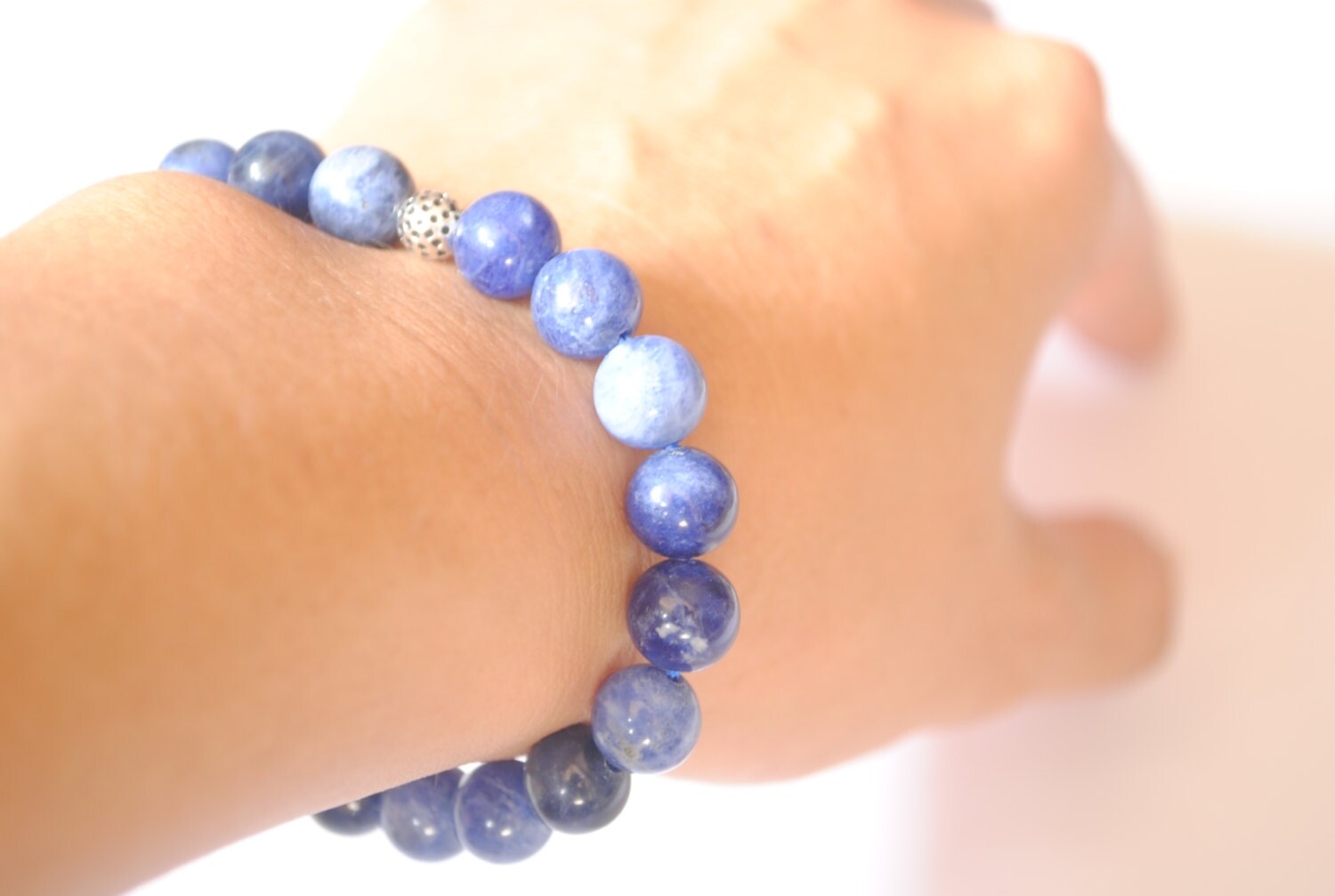 A Classic "sodalite" Bracelet With Silver Bead - Etsy