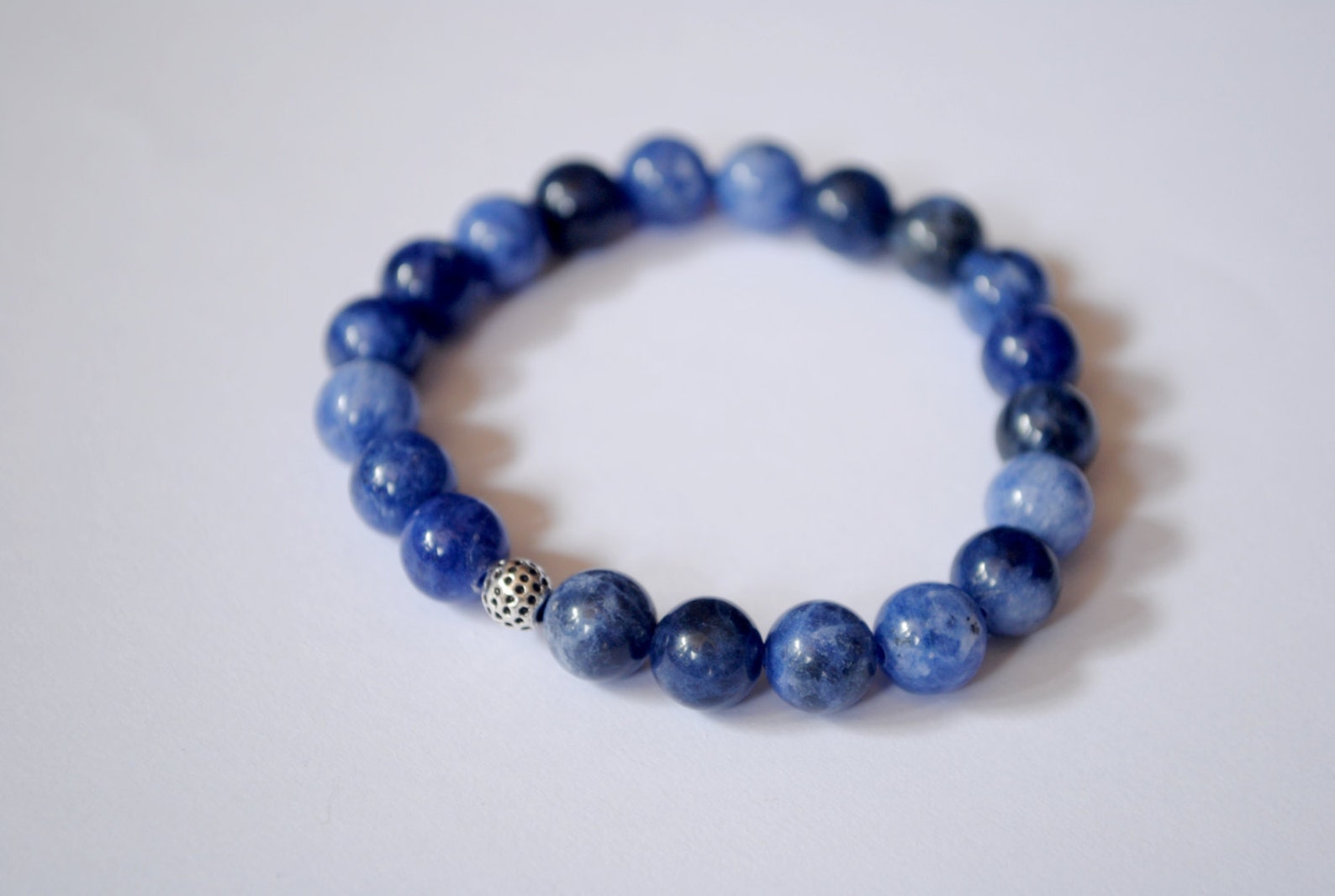 A Classic "sodalite" Bracelet With Silver Bead - Etsy