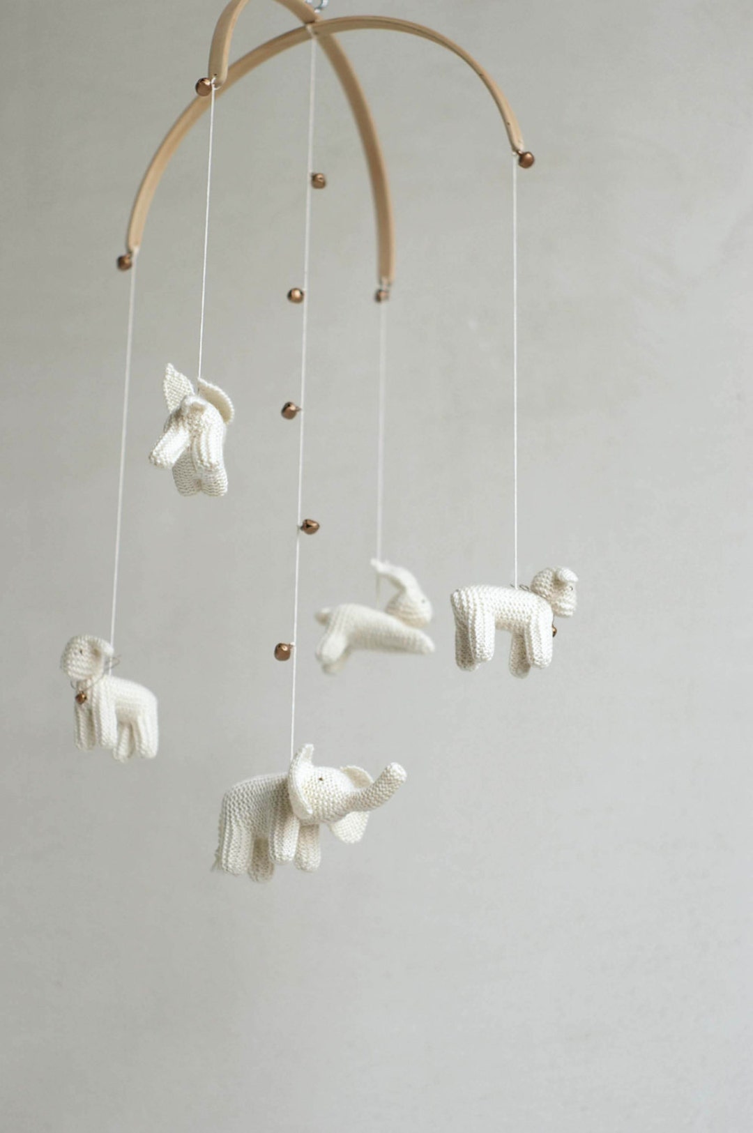 Baby Mobile / WHITE ANIMALS Baby Mobile Mobile / Knitted Animals Mobile ...