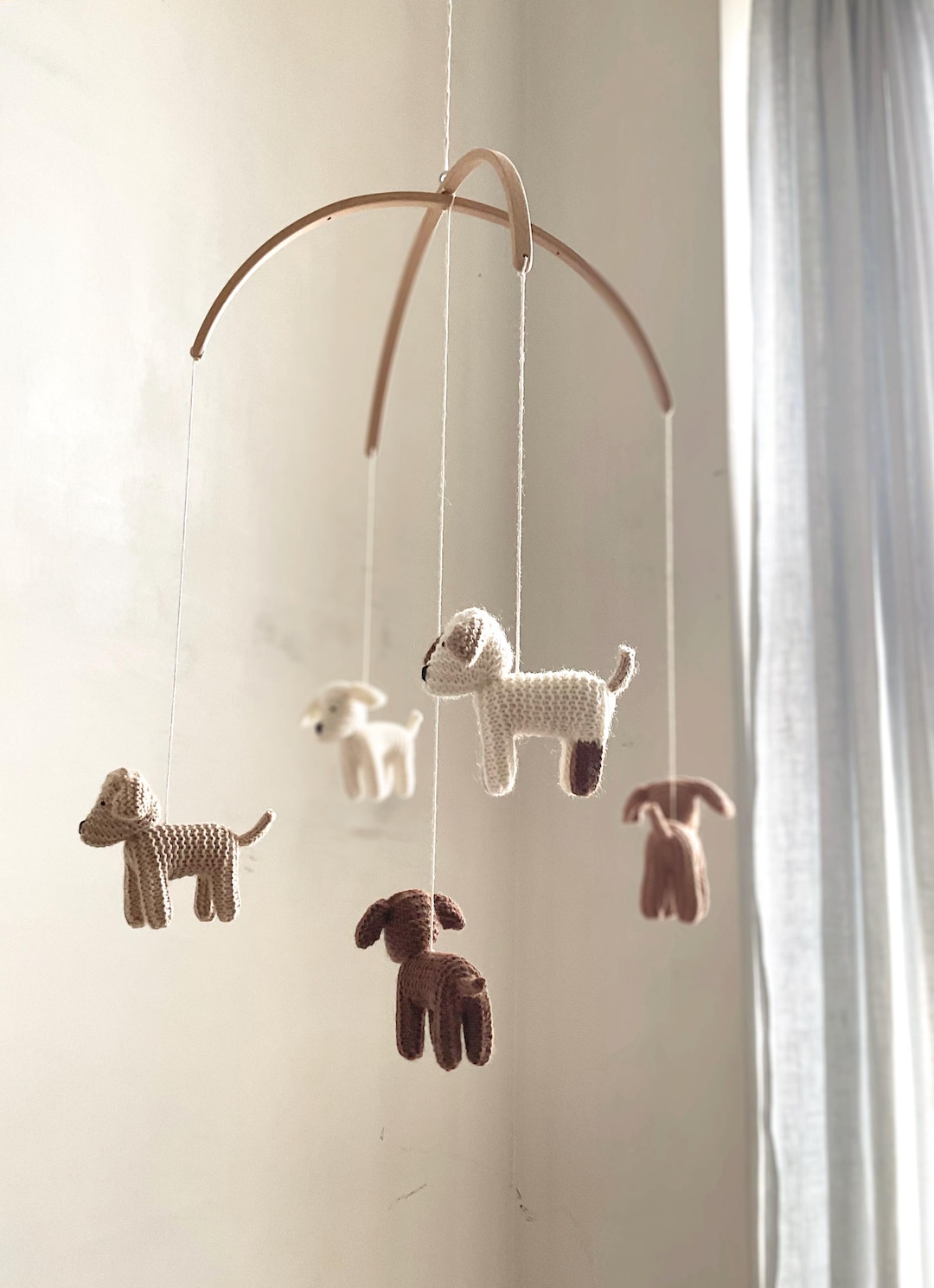 Knitted Puppies Baby Mobile – Wool Nursery Decor, Baby Shower Gift - Etsy