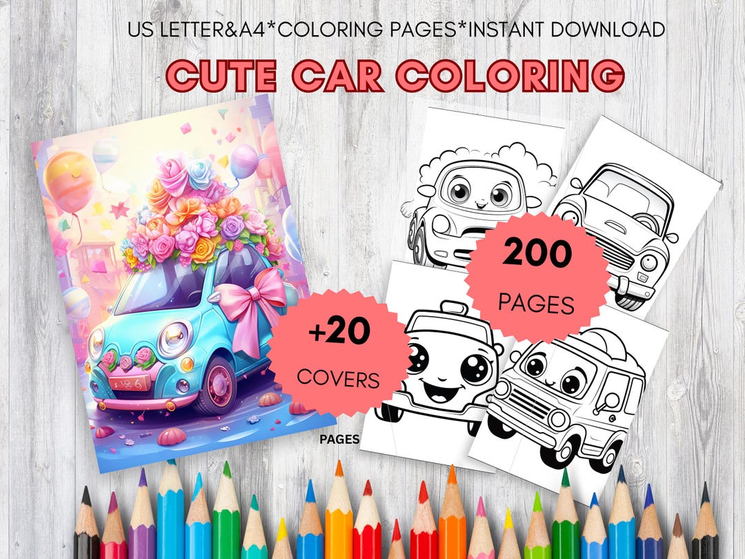 200 Cute Car Coloring Pages for Kids + 20 Colorful Covers | Printable ...