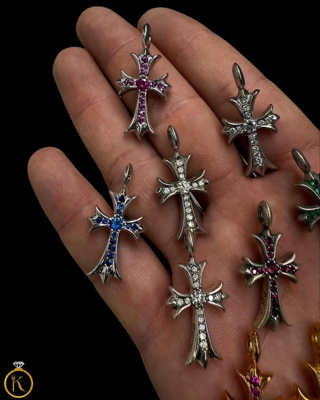 Custom Iced Out Sterling Silver Moissanite Cross Pendant, Gothic Silver ...