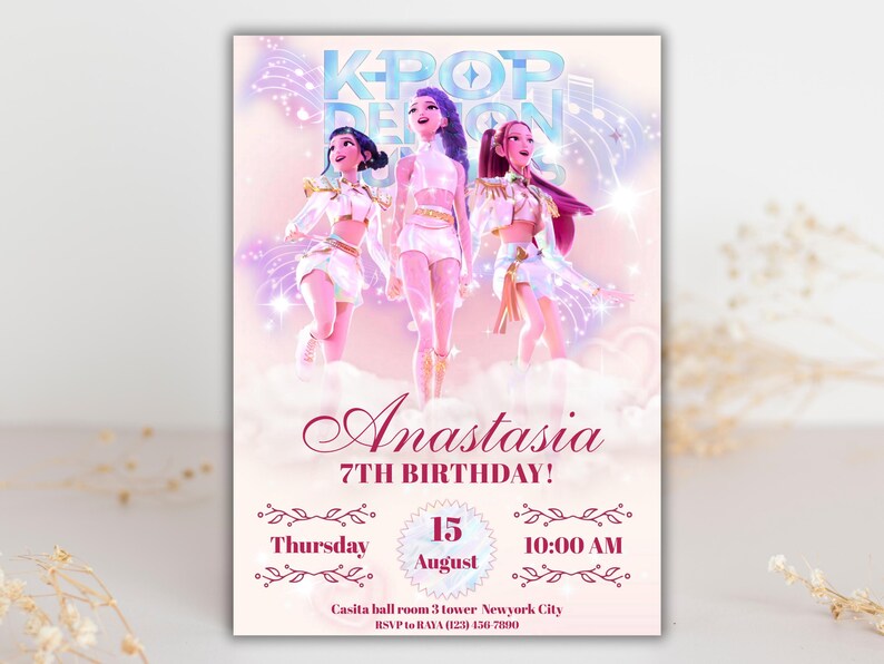 Editable Kpop Demon Hunters Birthday Invitation Party Themed Template ...
