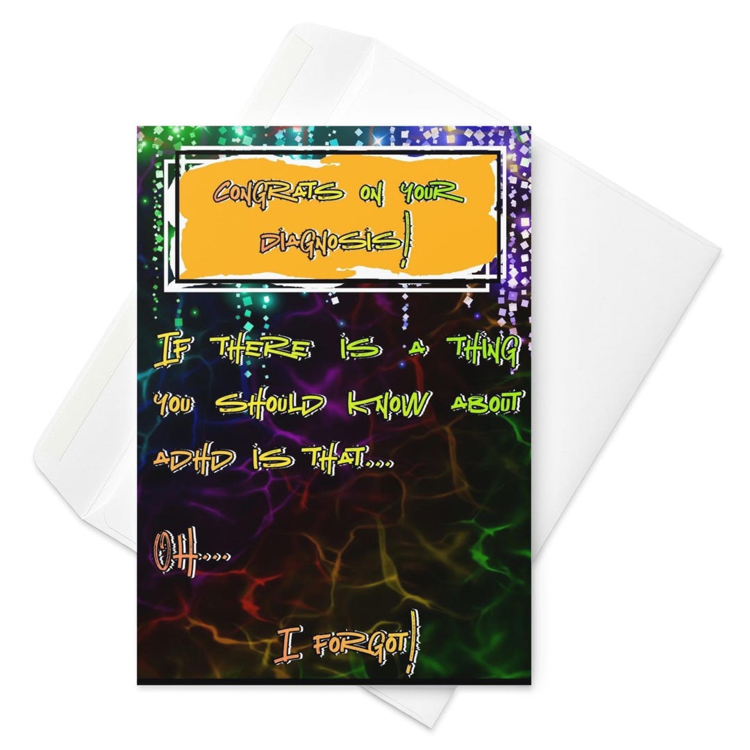 Funny ADHD Diagnosis Card – Neurodivergent Humor Celebration - Etsy