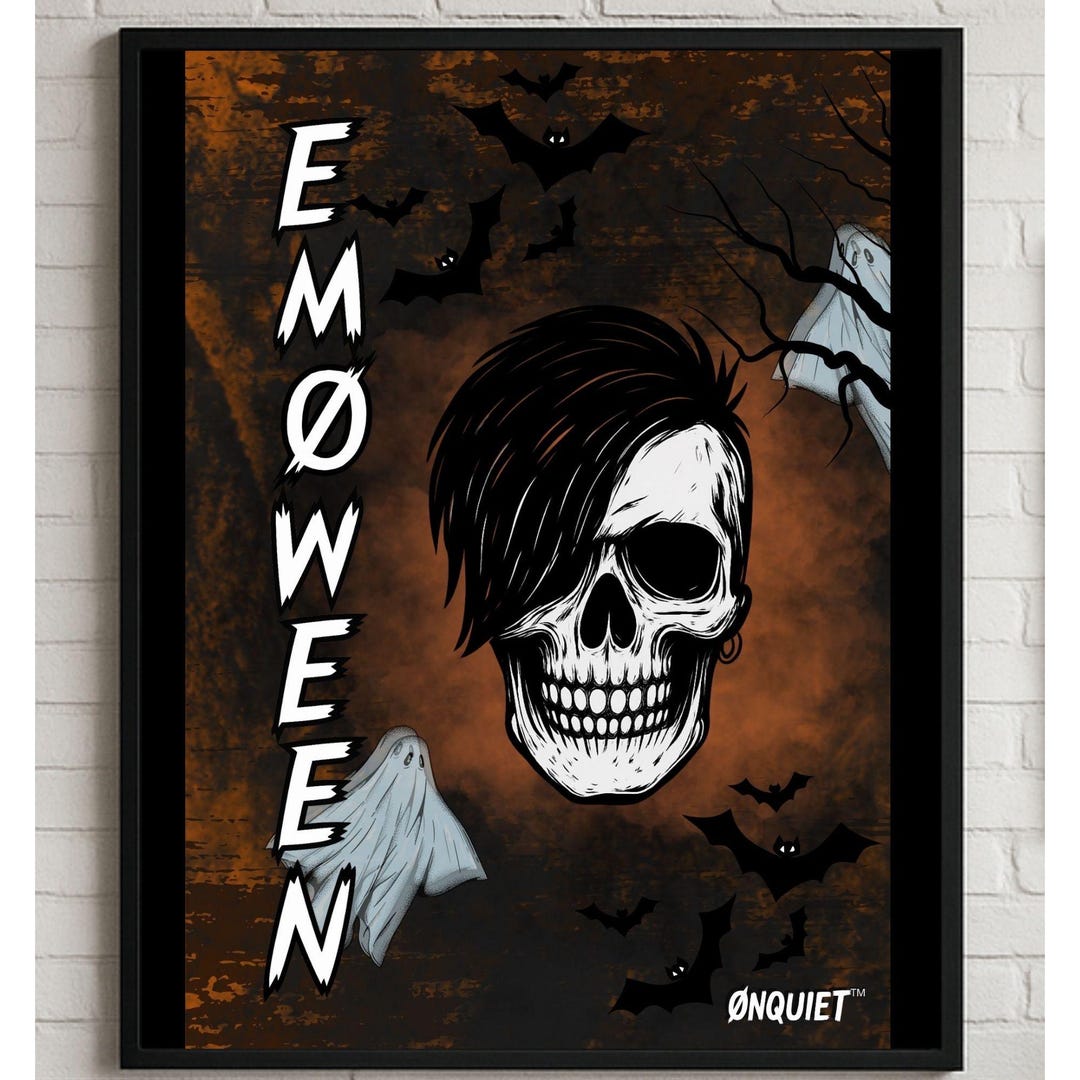 Emo Halloween Skull Poster: Goth Skeleton Room Decor (digital Download ...