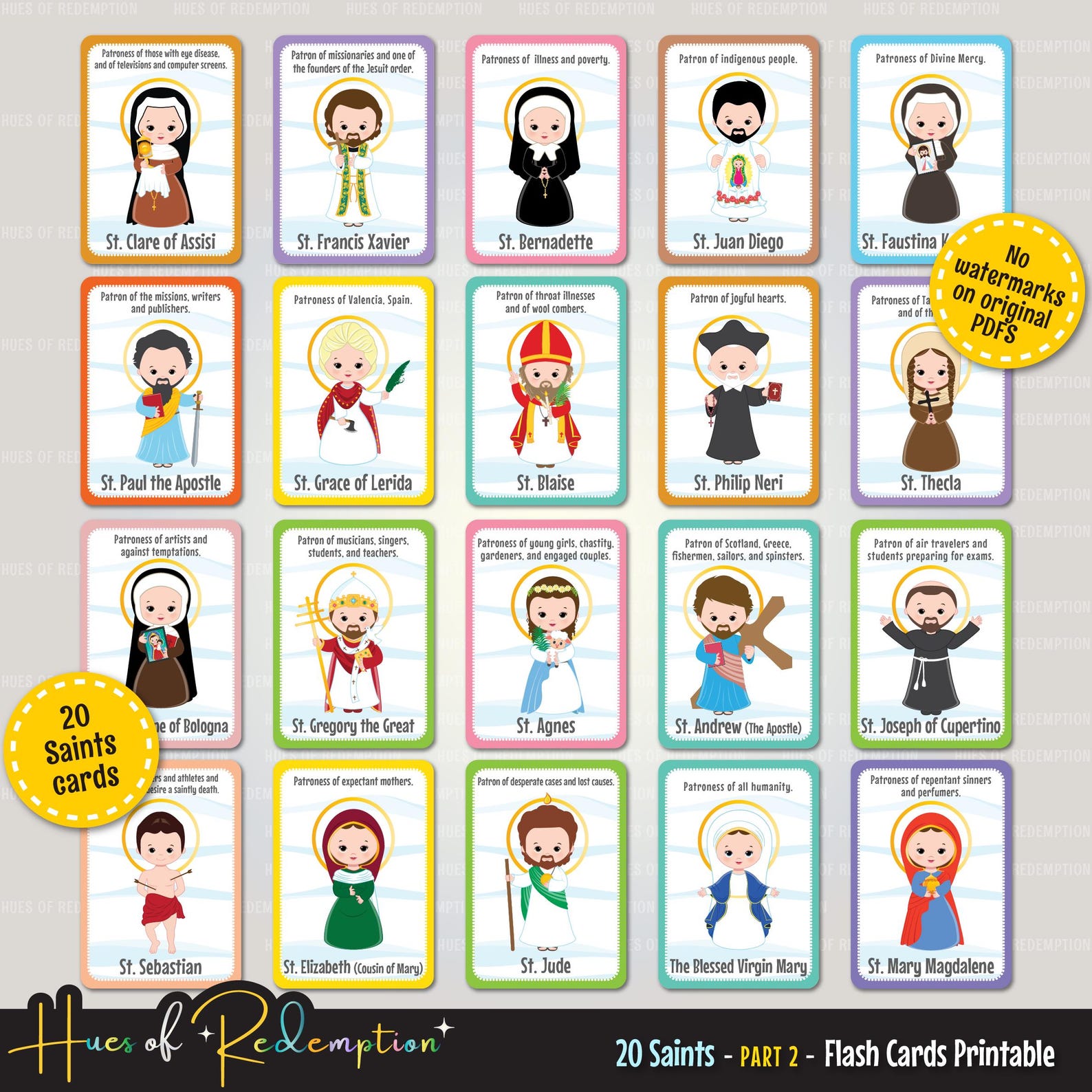 Catholic Saints Flash Cards: Educational Printable (part 3 PDF Download ...