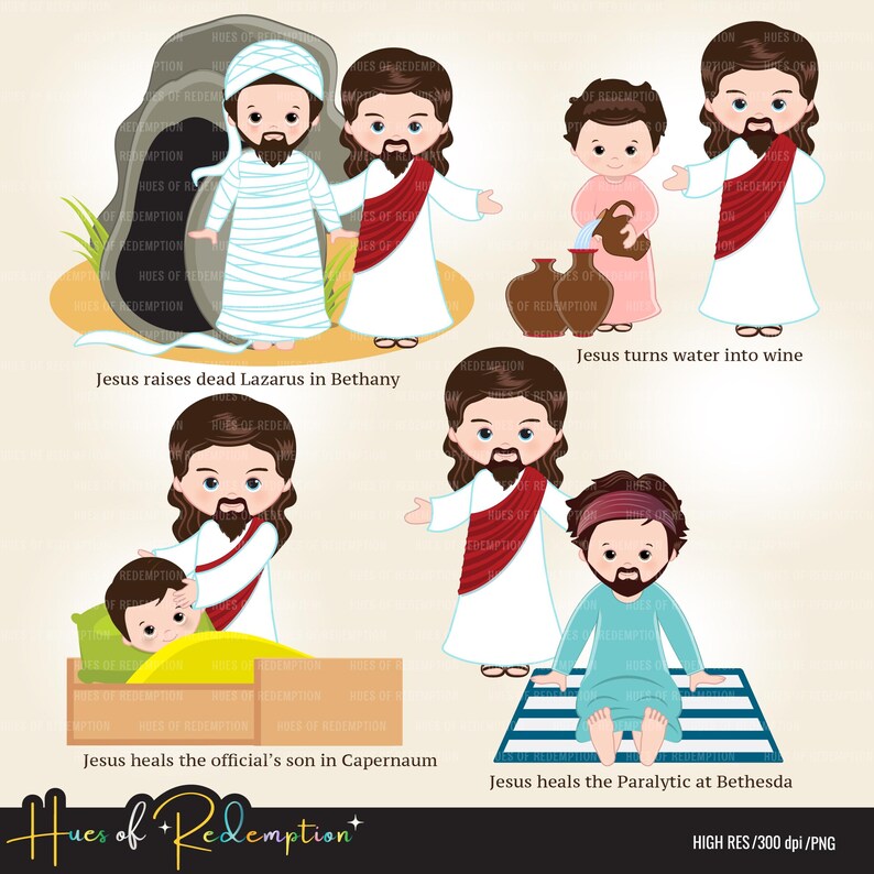 Miracles of Jesus Clipart: Bible Stories, Sunday School (PNG Download ...
