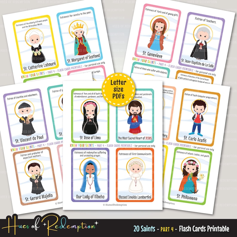 Catholic Saints Flash Cards: Educational Printable (part 4 PDF Download ...