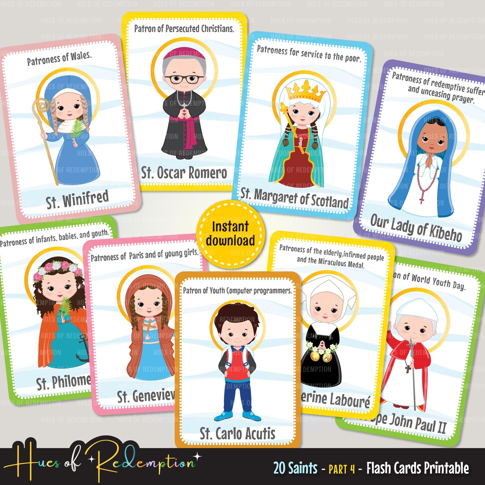 Catholic Saints Flash Cards: Educational Printable (part 4 PDF Download ...
