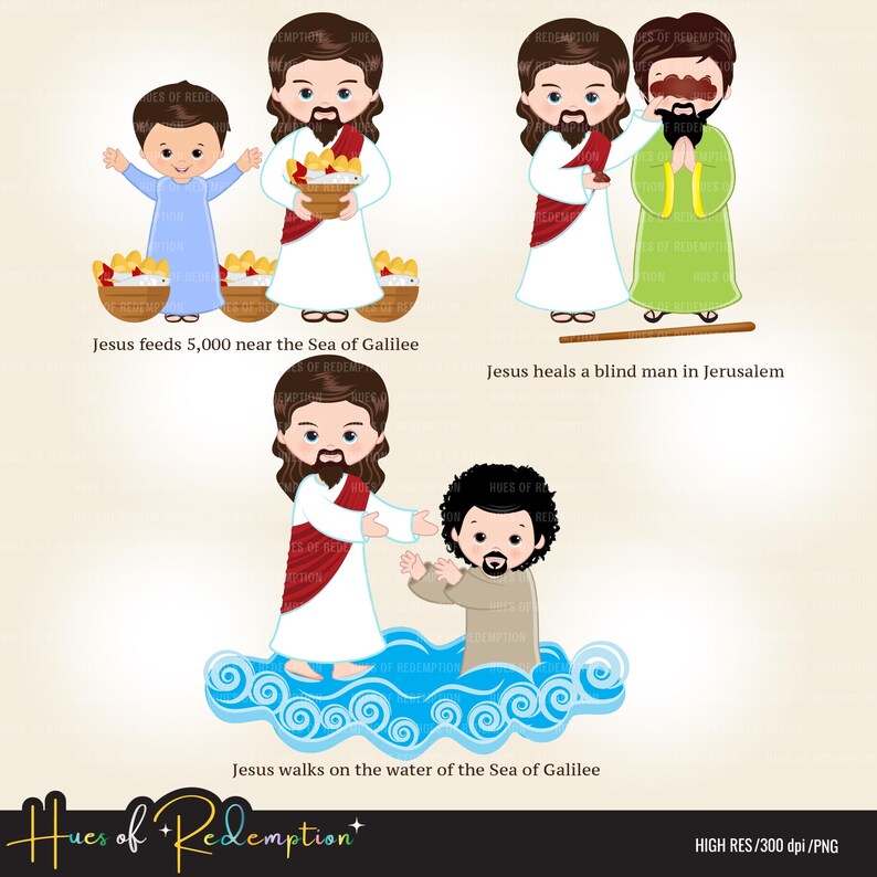 Miracles of Jesus Clipart: Bible Stories, Sunday School (PNG Download ...