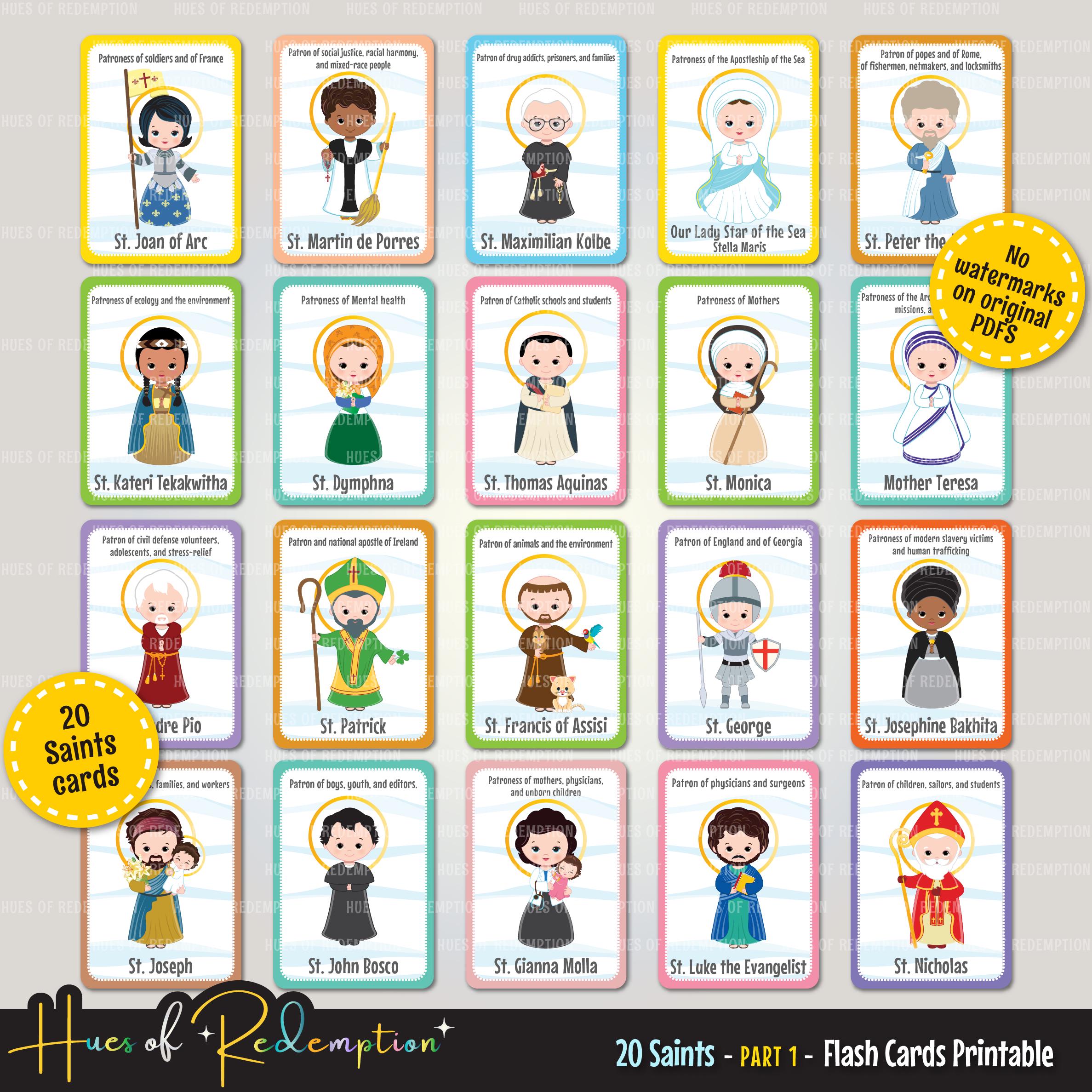 Catholic Saints Flash Cards: Educational Printable (part 1 PDF Download ...