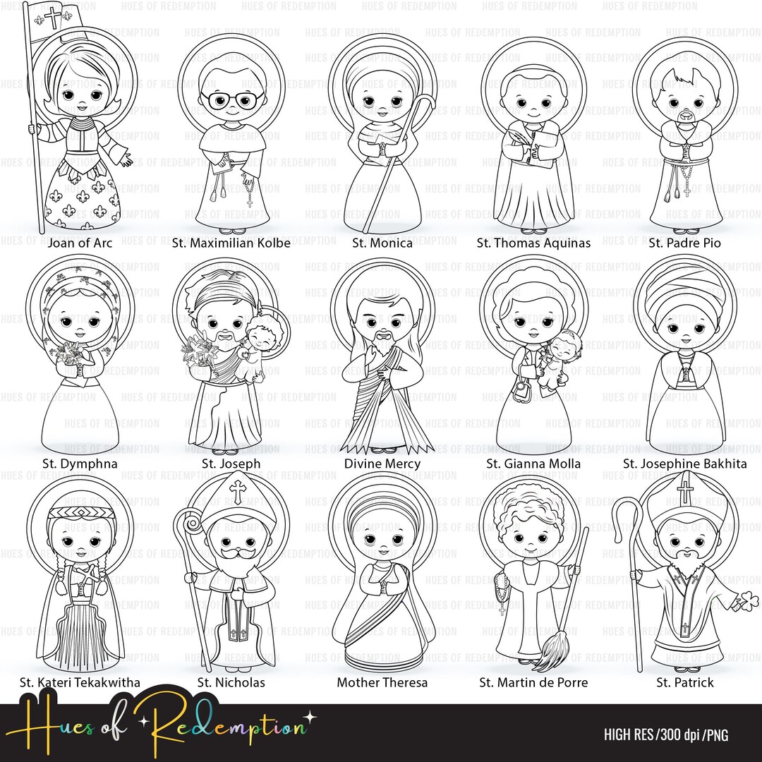 Saints Clipart, PART 1, Cute Saints, Jesus Clipart, Lineart, Coloring ...