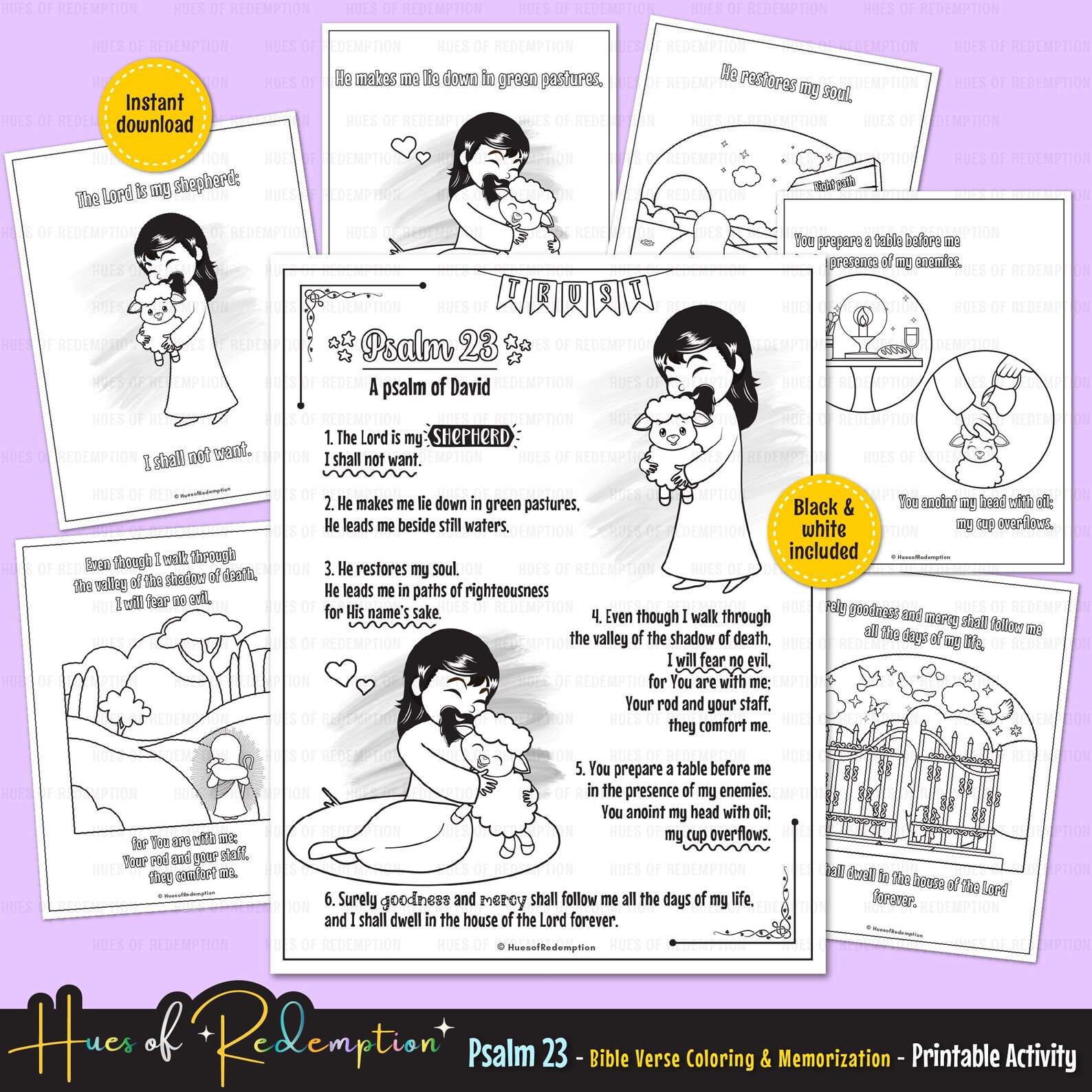 Psalm 23, ESV, Printable Activity, Kids Bible Study, Homeschool ...