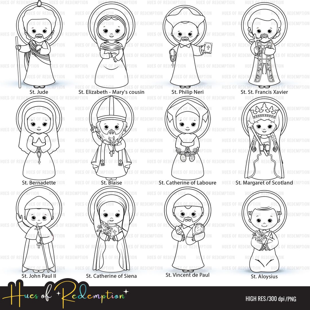 Saints Line Art Clipart: Religious Coloring Images (PNG Download, PART ...