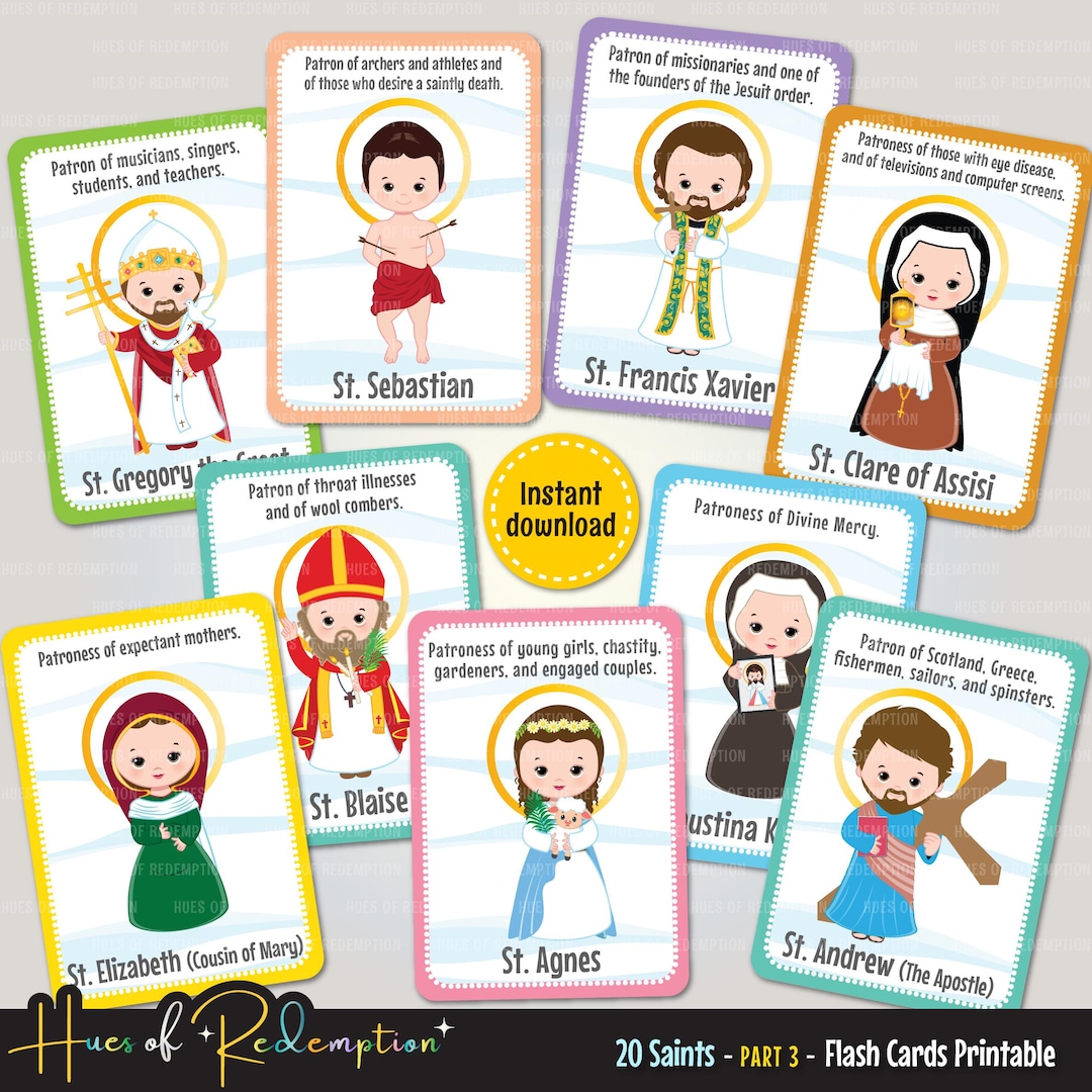 Catholic Saints Flash Cards: Educational Printable (part 3 PDF Download ...
