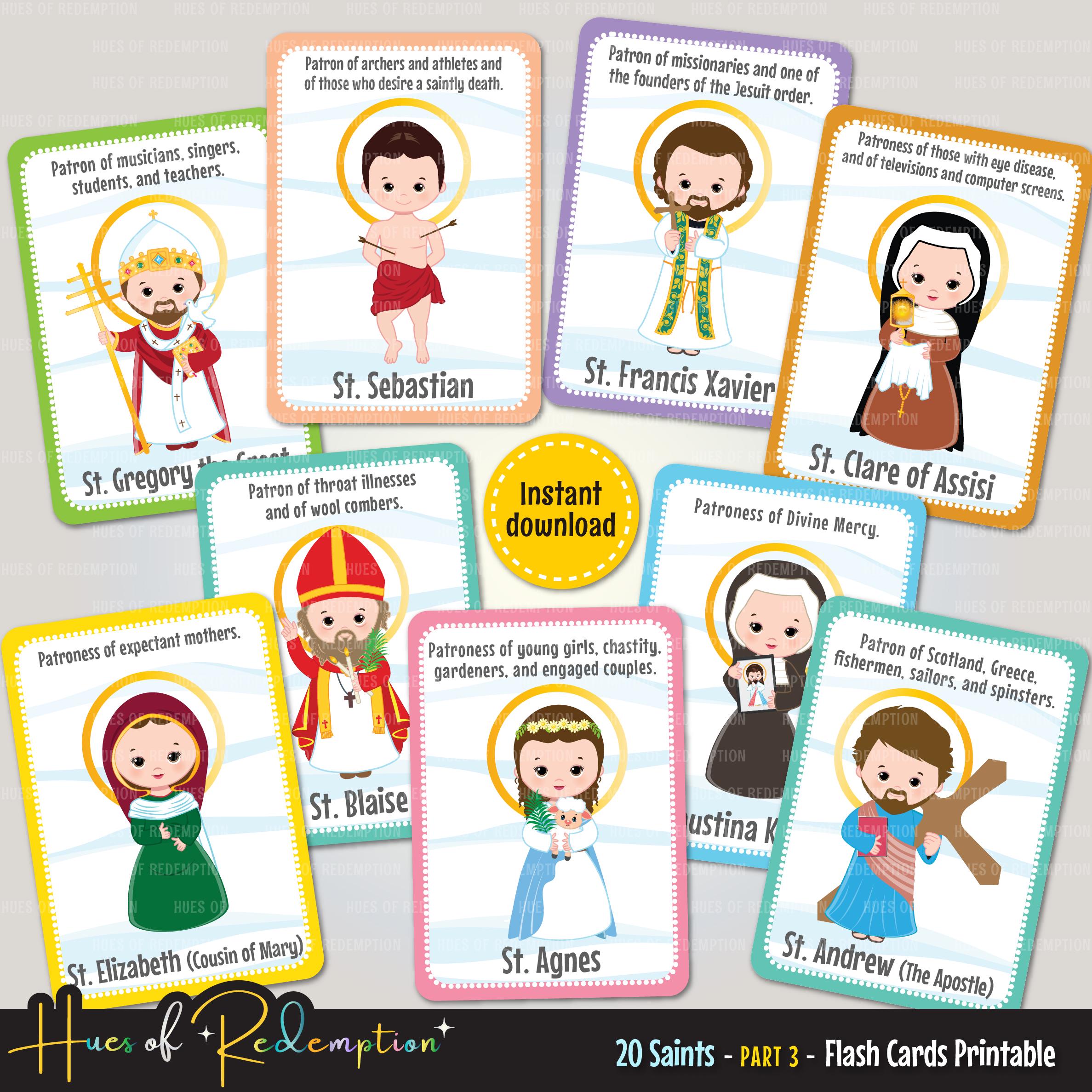 Catholic Saints Flash Cards: Educational Printable (part 3 PDF Download ...