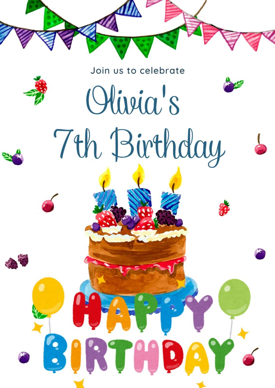 Custom Birthday Invitation Card | Digital Invitation | Editable Instant ...