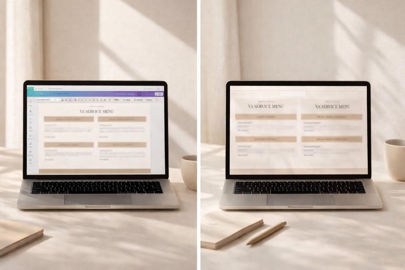 Virtual Assistant Service Menu Template for Beginners – Editable Canva ...