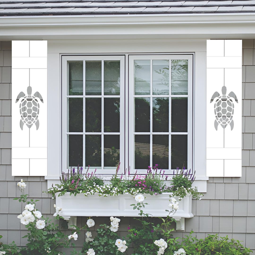 Sea Turtle - PVC Nautical Window Shutters for Your Tropical, Beach ...