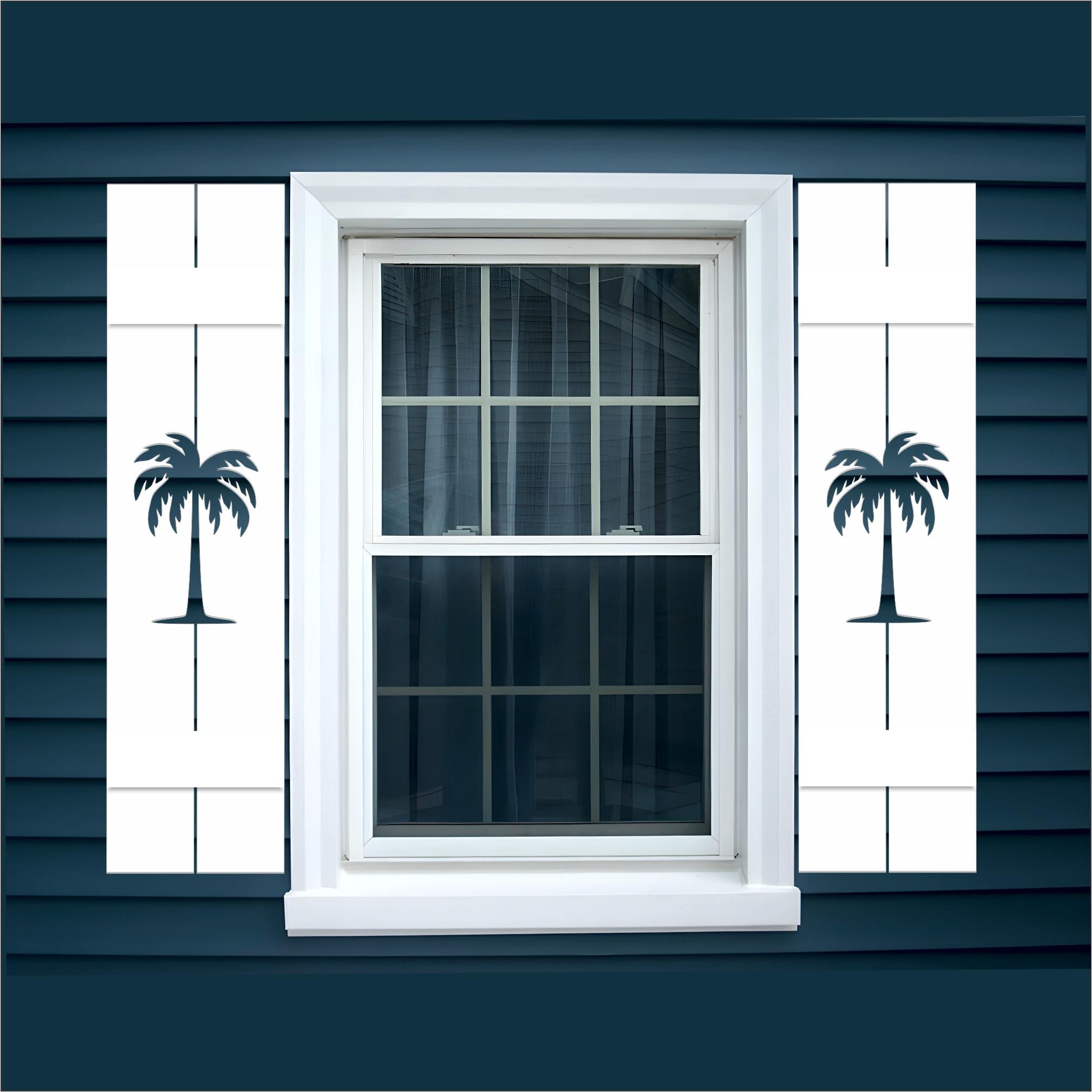 Single Palm Tree Shutter - Exterior PVC Window Decor, Tropical Design ...