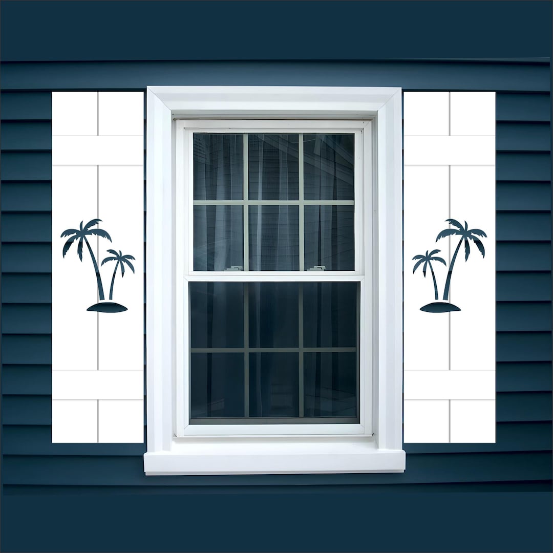 Double Palm Tree, Custom Weatherproof PVC Exterior Window Shutters ...