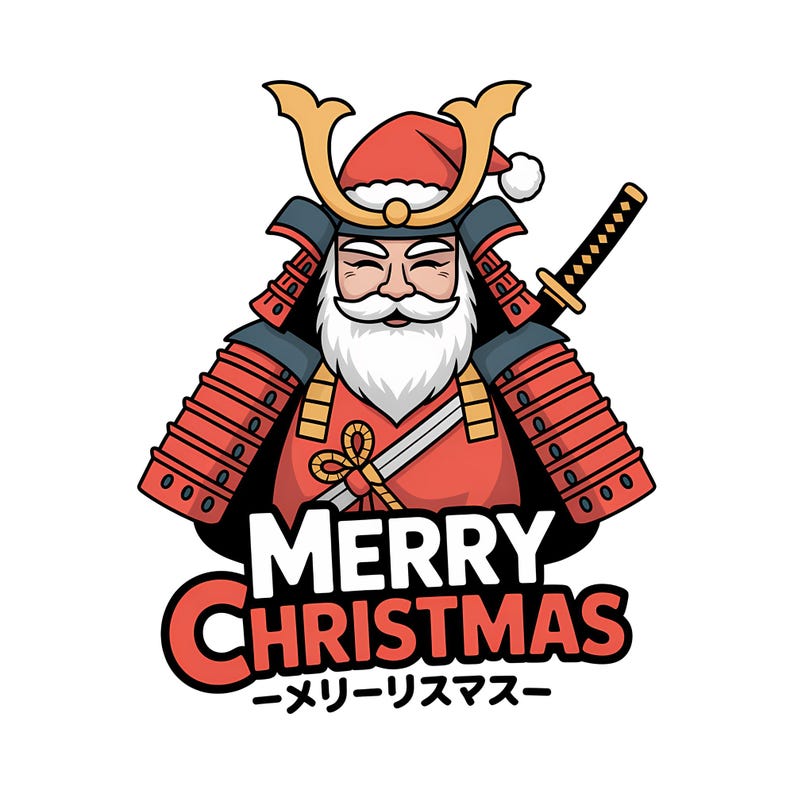 Samurai Santa Merry Christmas PNG | Japanese Culture Xmas Sublimation ...