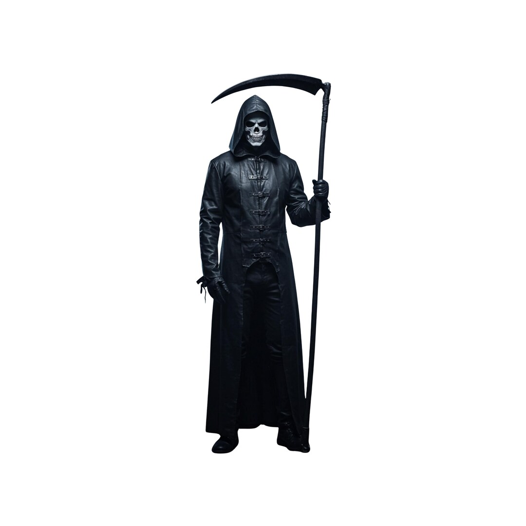 Handmade Black Leather Grim Reaper Ghost Robe - Pure Cowhide Leather ...