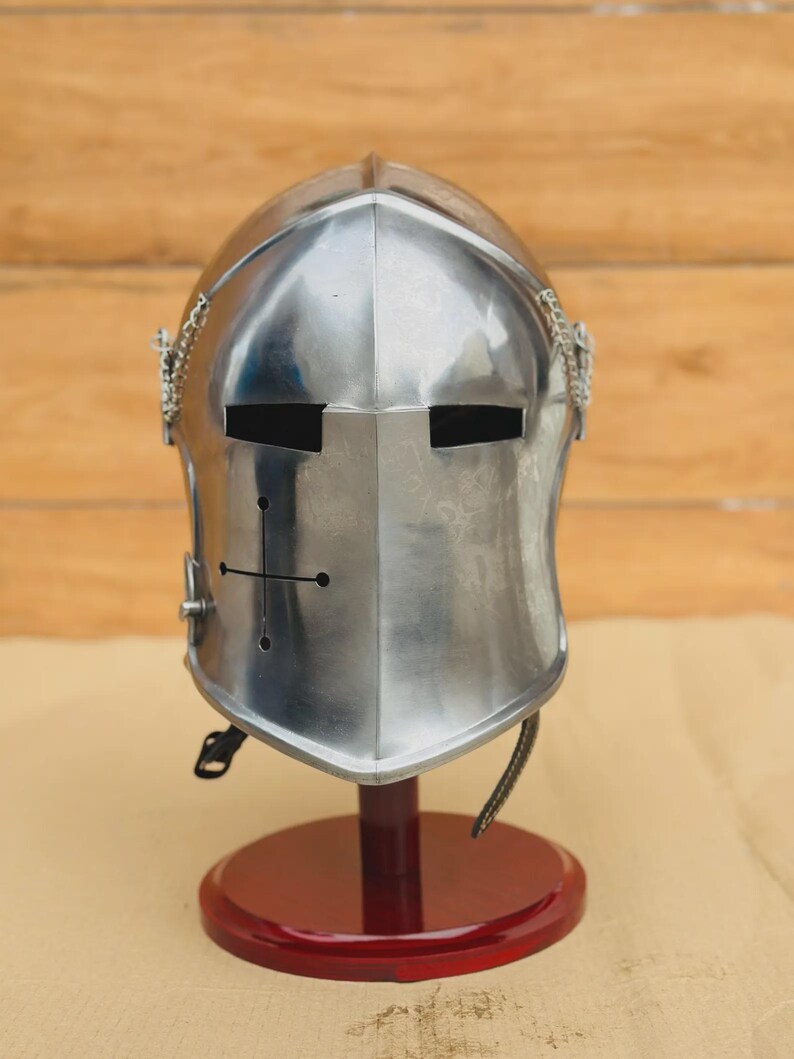 Medieval Helmet Silver Barbuta Helmet | Medieval Knight Role Play ...