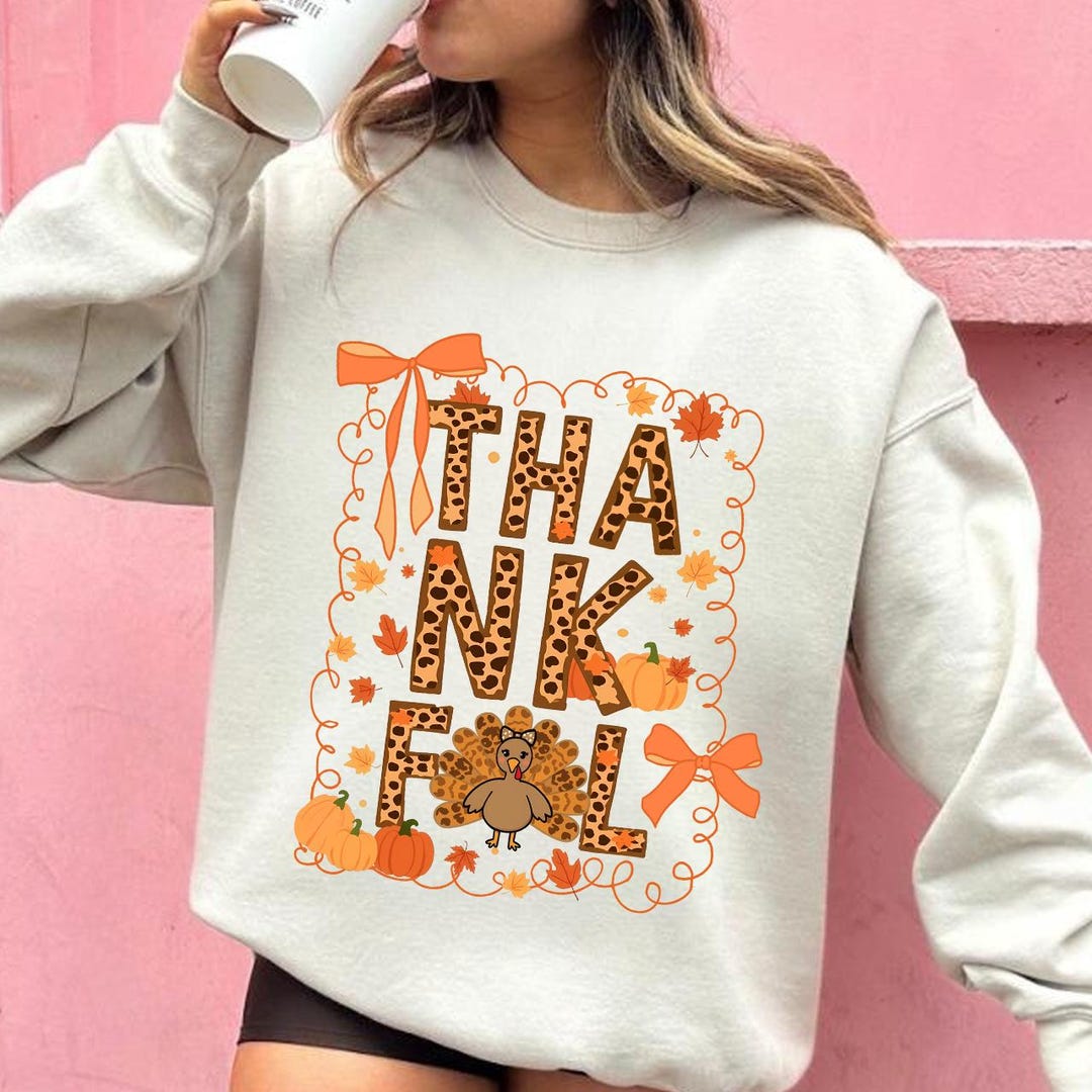Preppy Fall Thankful Png, Thanksgiving PNG, Give Thanks Jesus ...