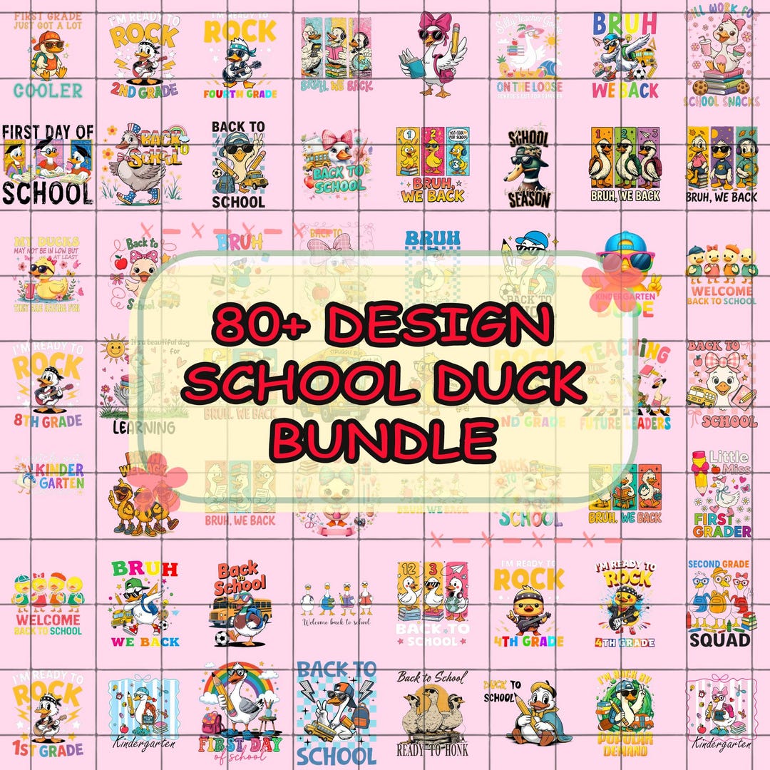 80+ Back to School Duck Png Bundle, Cute School Duck Sublimation, Funny ...