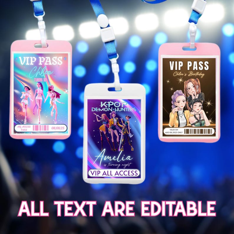 Kpop Demon Hunters Birthday Party VIP Pass Invitation - Printable VIP ...