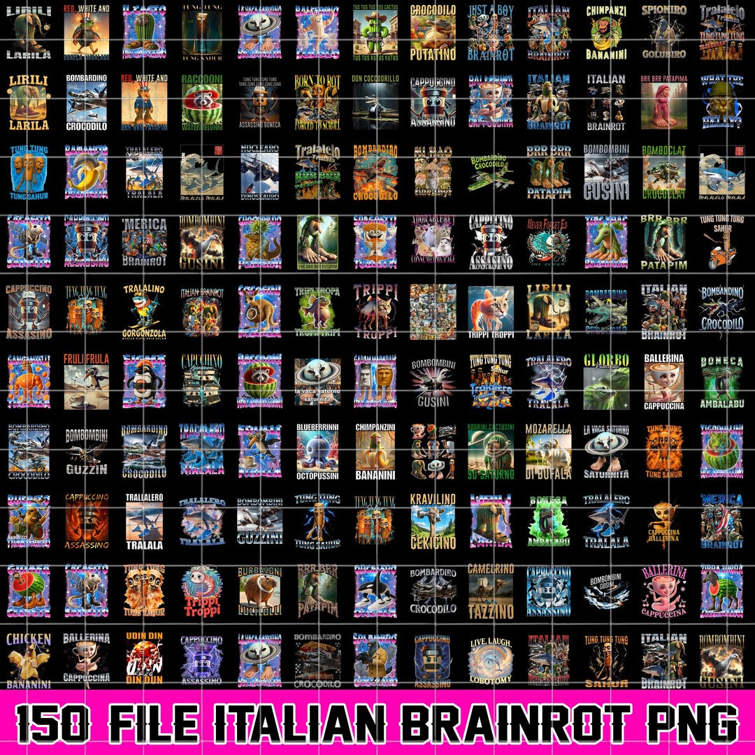 150+ Italian Brainrot Homage Png Bundle, Italian Brainrot Design ...