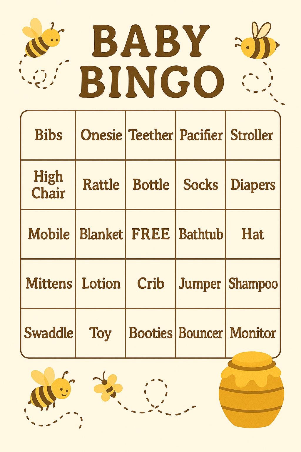 Baby Shower Bingo Bee Theme - Etsy