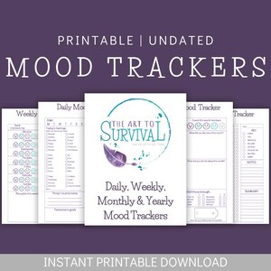 Printable Undated Mood Tracker Purple | Mental Health Journal | Instant ...
