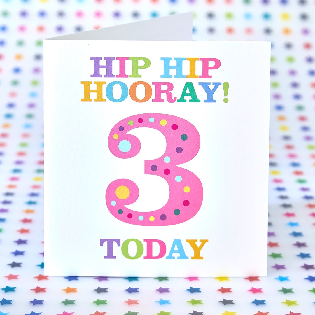 Age Three Birthday Card Boy Age 3 Birthday Card Girl Rosie Robins Card ...