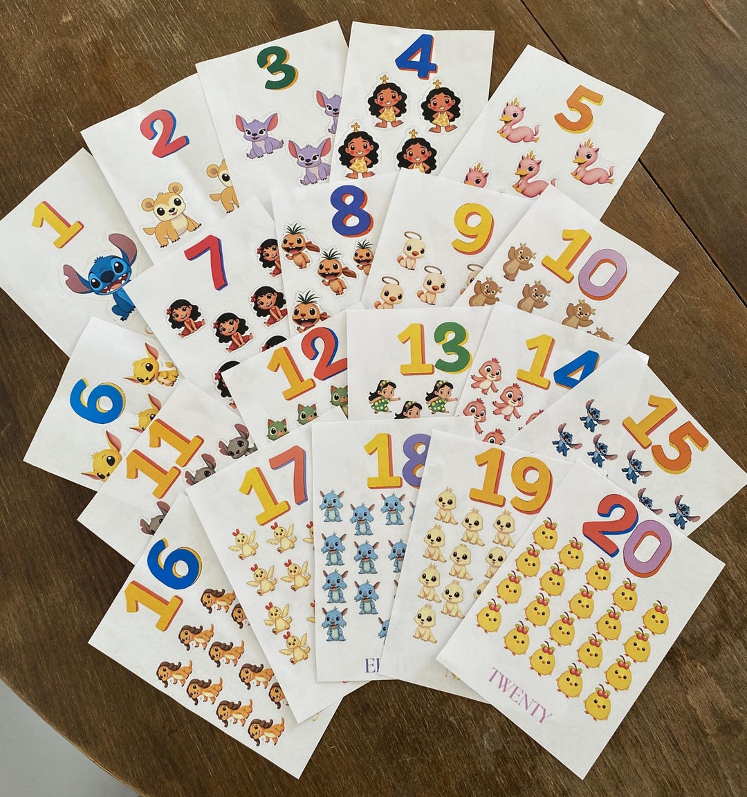 Tarjetas imprimibles de los números del 1 al 20 - Etsy España