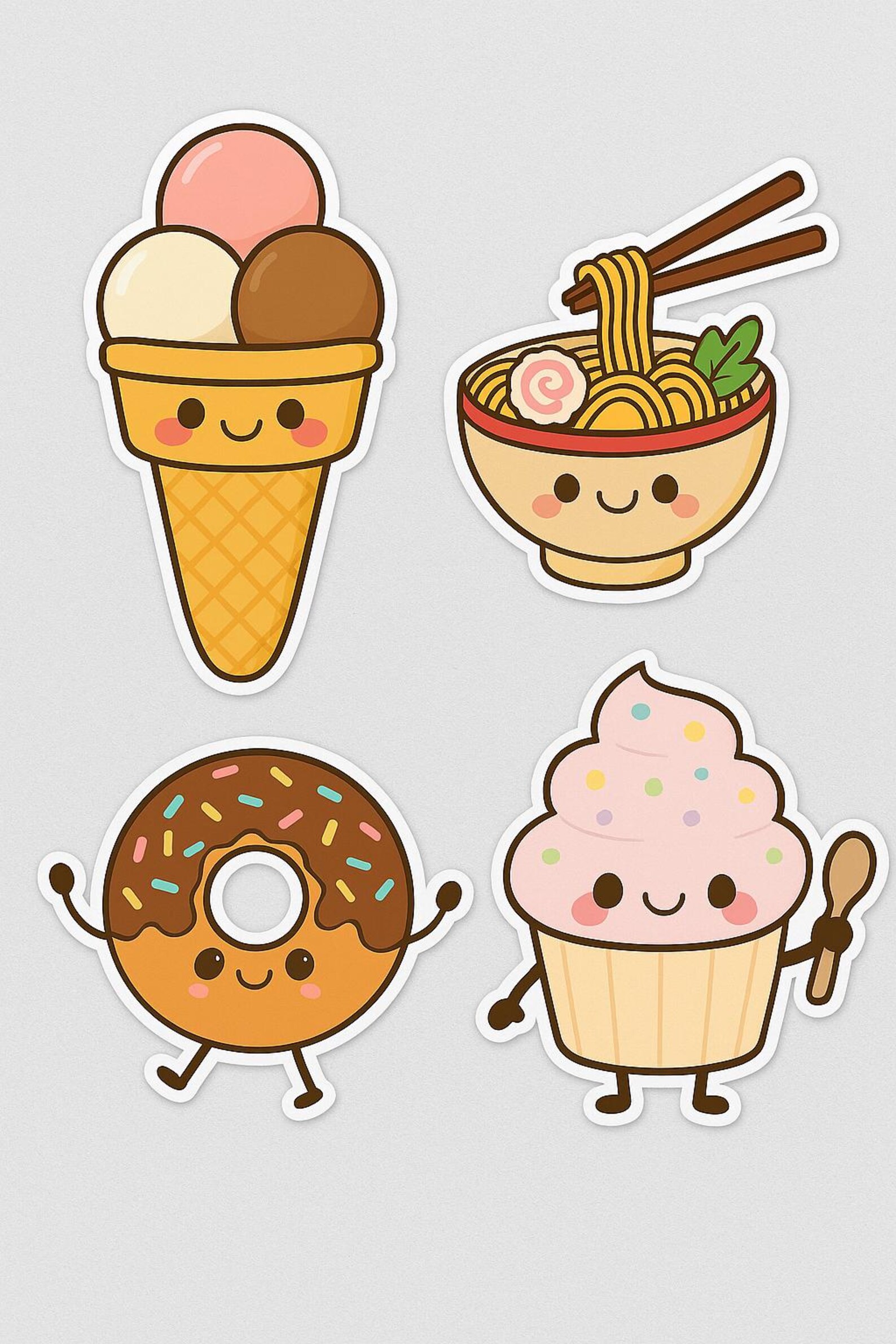 Kawaii Food Clipart PNG Bundle Cute Digital Download for Sublimation ...