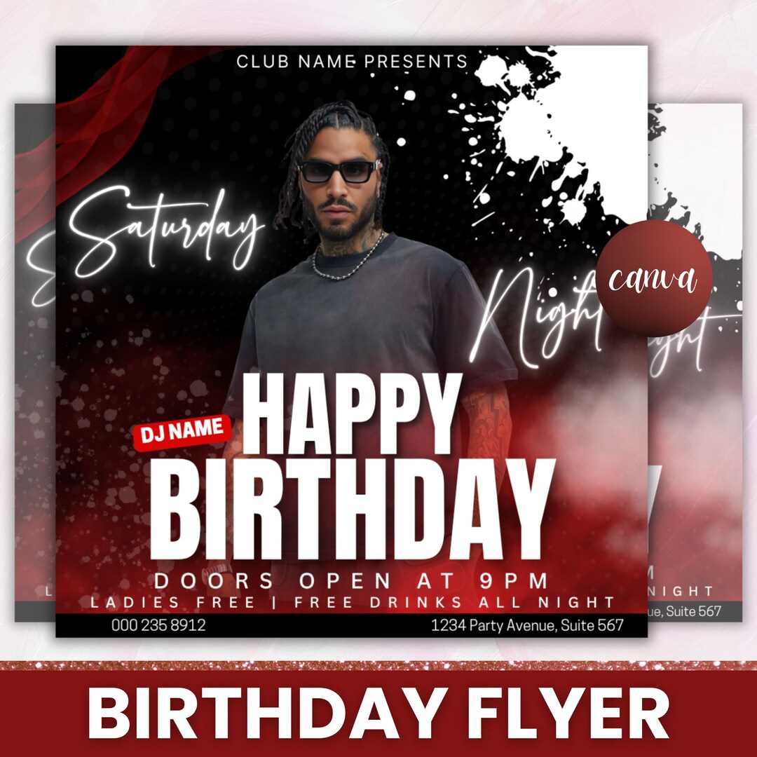 Birthday Party Flyer, Men's Birthday Flyer, Birthday Boy, Event Flyer ...