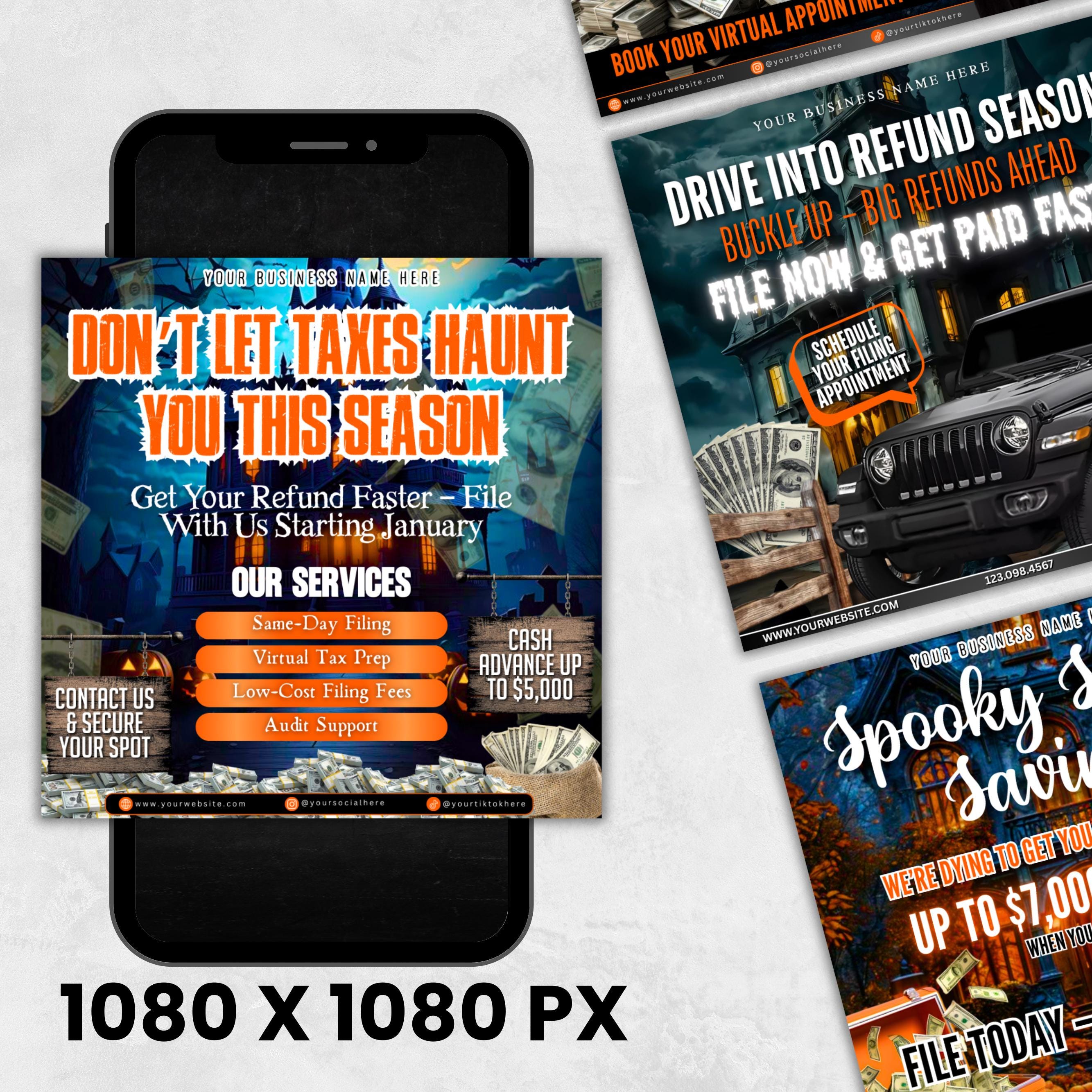 Halloween Tax Prep Flyer Templates: Canva Editable (digital Download ...